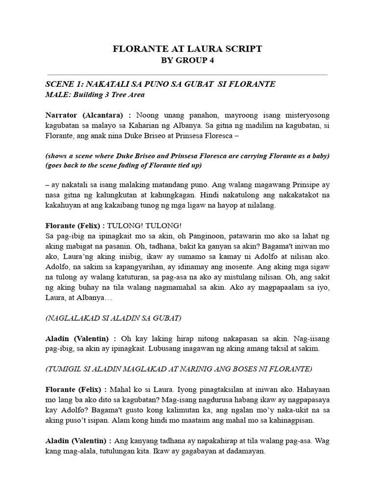 Florante at Laura Script | PDF