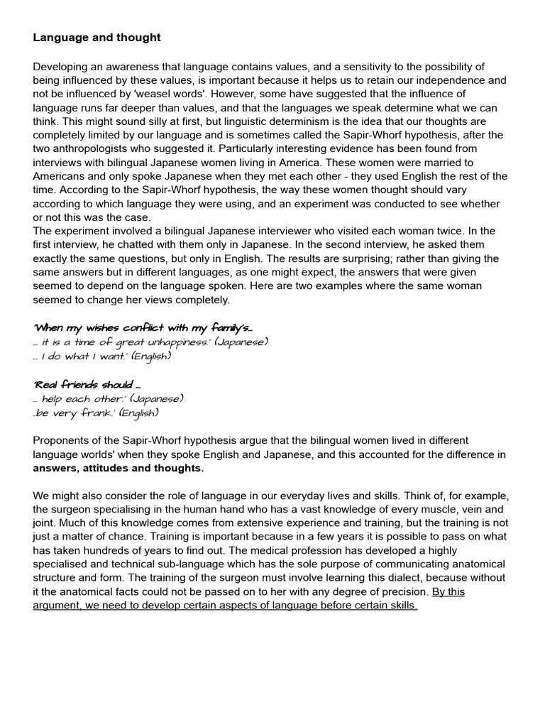 Language and Thought | PDF | Thought | Japanese Language