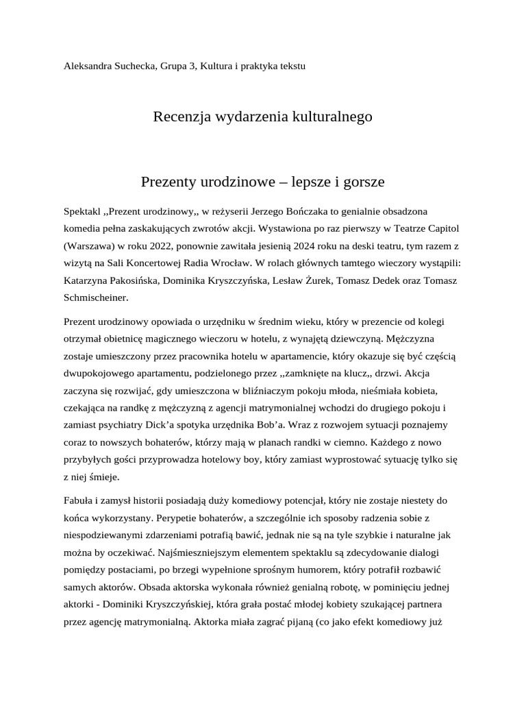 Recenzja Sztuki Teatralnej | PDF