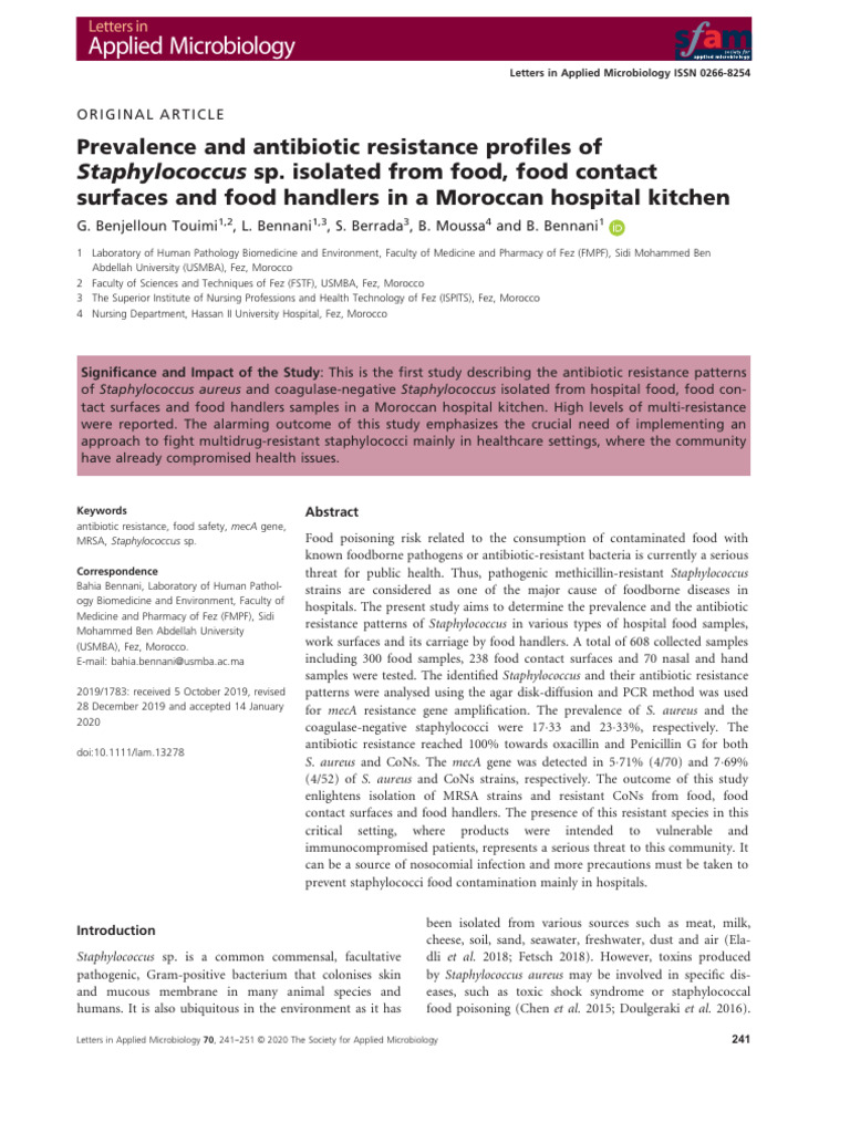 Prevalence and Antibiotic Resistance Profiles of | PDF | Staphylococcus | Staphylococcus Aureus