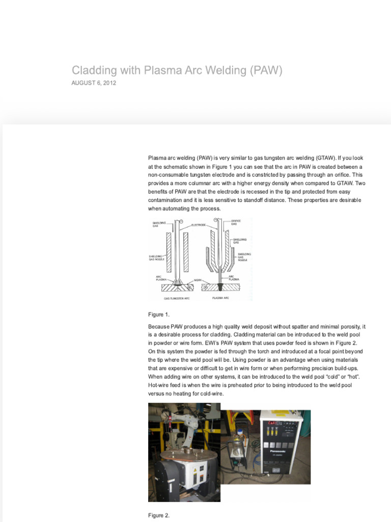 EWI. Cladding With Plasma Arc Welding (PAW) | PDF
