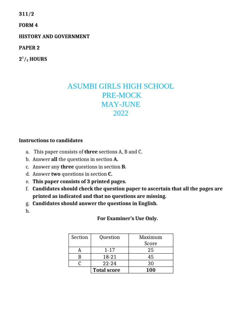 312 History PP2 | PDF | Africa