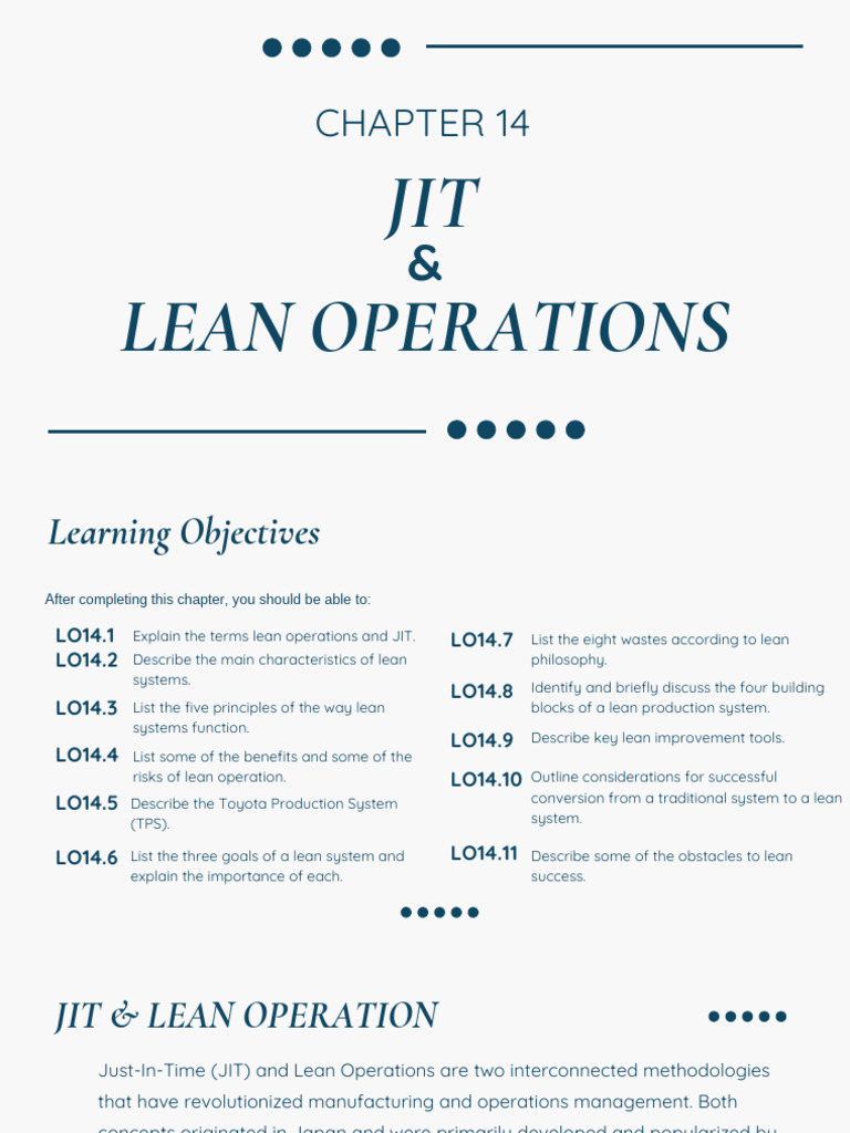 CHAPTER 14 - JIT and Lean Operations | PDF | Lean Manufacturing | Business