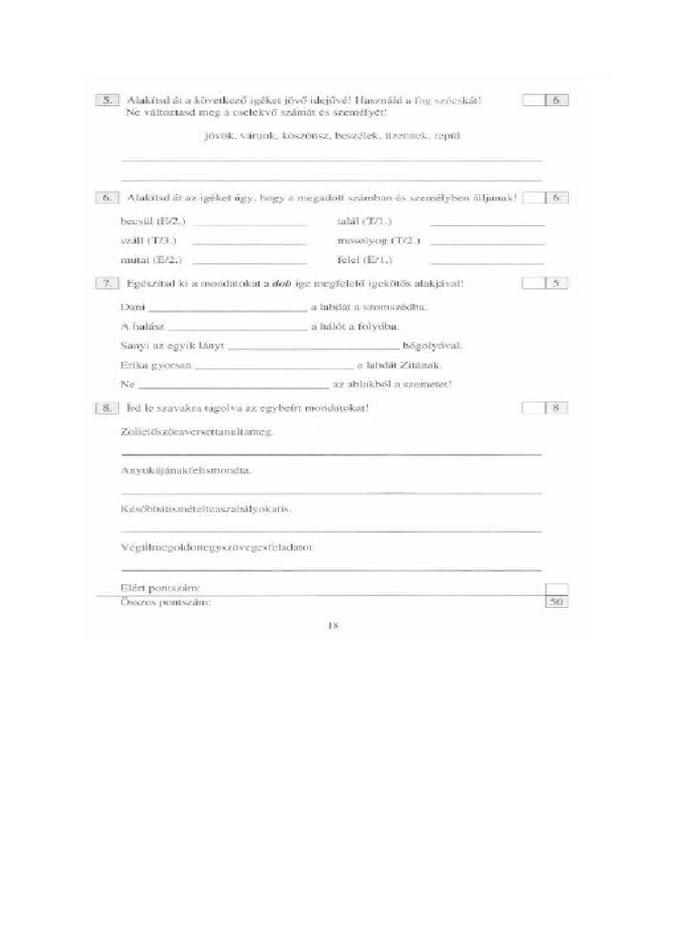 Apaczai Nyelvtan Felmero Igek 4 Osztaly A 2 | PDF