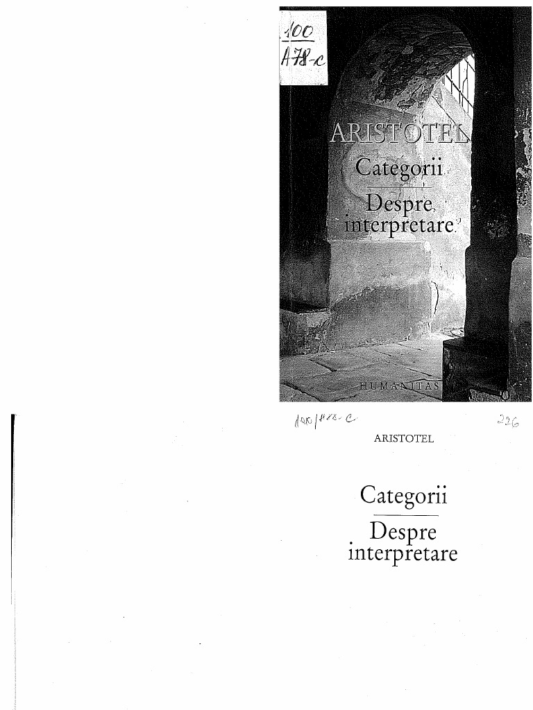 Aristotel Categorii Despre Interpretare | PDF