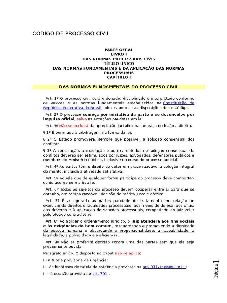 Código de Processo Civil | PDF | Sentença (jurídico) | Processo civil
