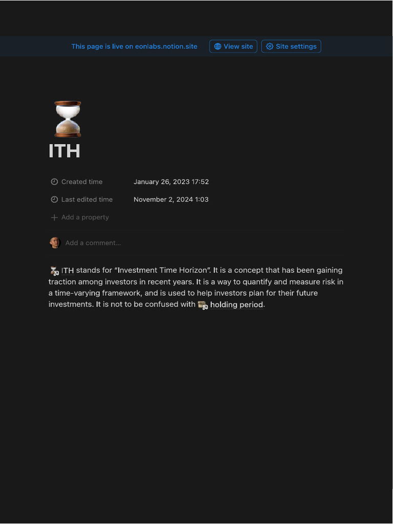 Investment Time Horizon Explained ITH | PDF