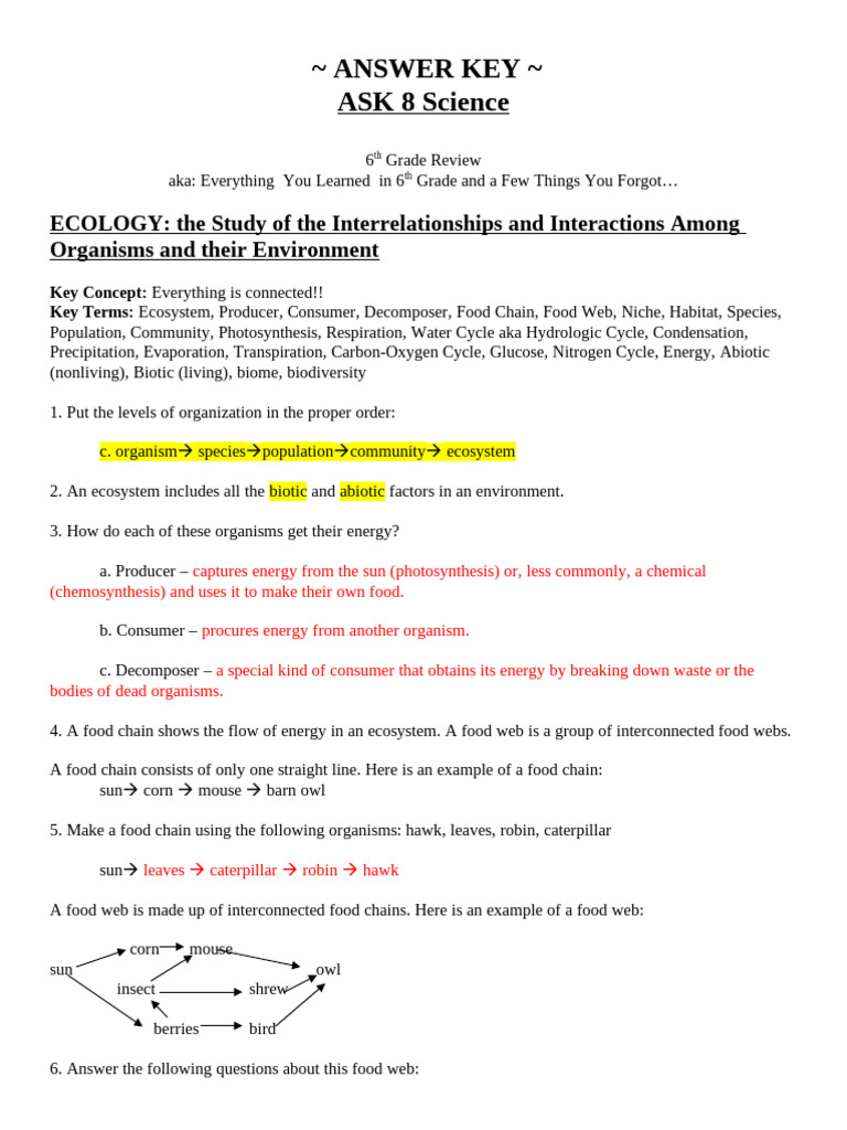 Answer Key Ask 8 Packet Pdf Plate Tectonics Human Body