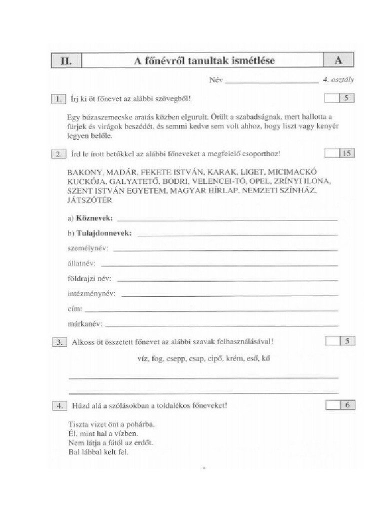 Apaczai Nyelvtan Felmero Fonev 4 Osztaly A 1 | PDF