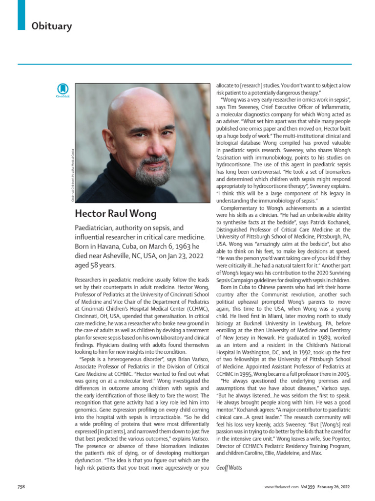 Hector Raul Wong Lancet | PDF | Pediatrics | Medicine