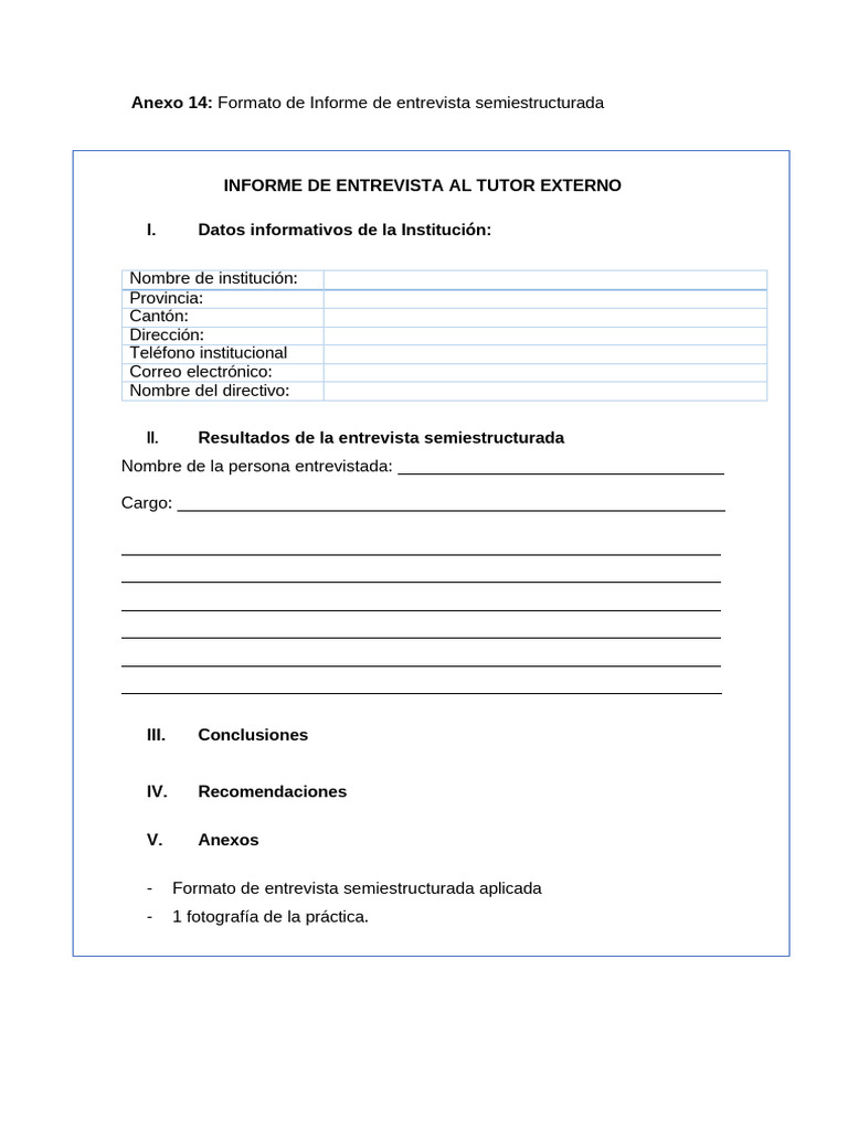 Informe de Entrevista a Tutor Externo | PDF