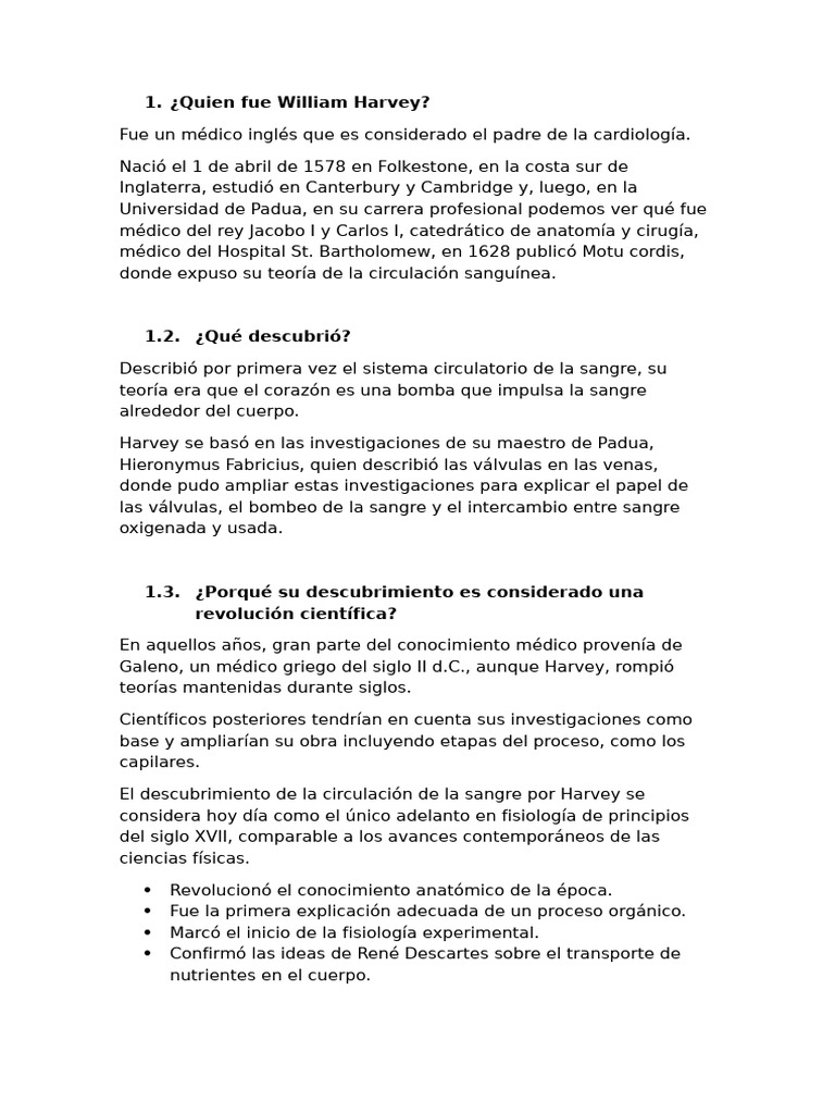 P1 William Harvey Andrés Garzón | PDF | Sistema circulatorio | Sangre