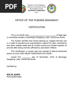 Template - Barangay Certificate of Indigency | PDF
