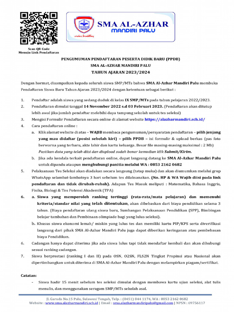 Persyaratan PPDB SMA 2023 14-11-2022 | PDF