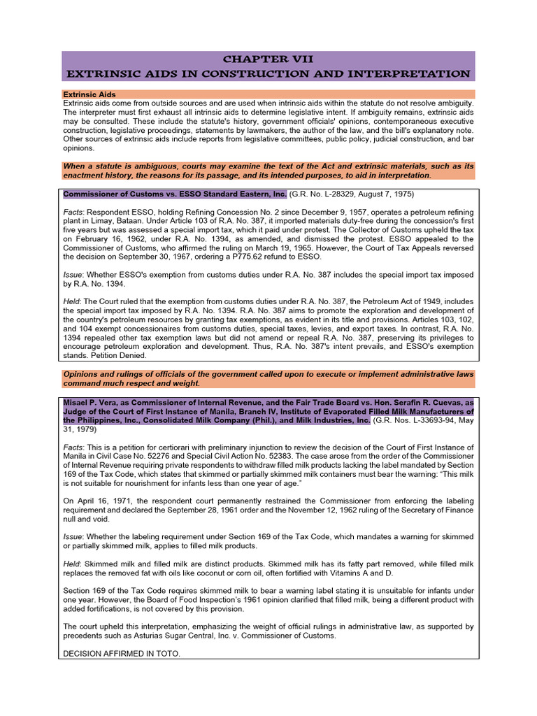 Extrinsic Aids in Statutory Interpretation | PDF | Taxes | Labour Law