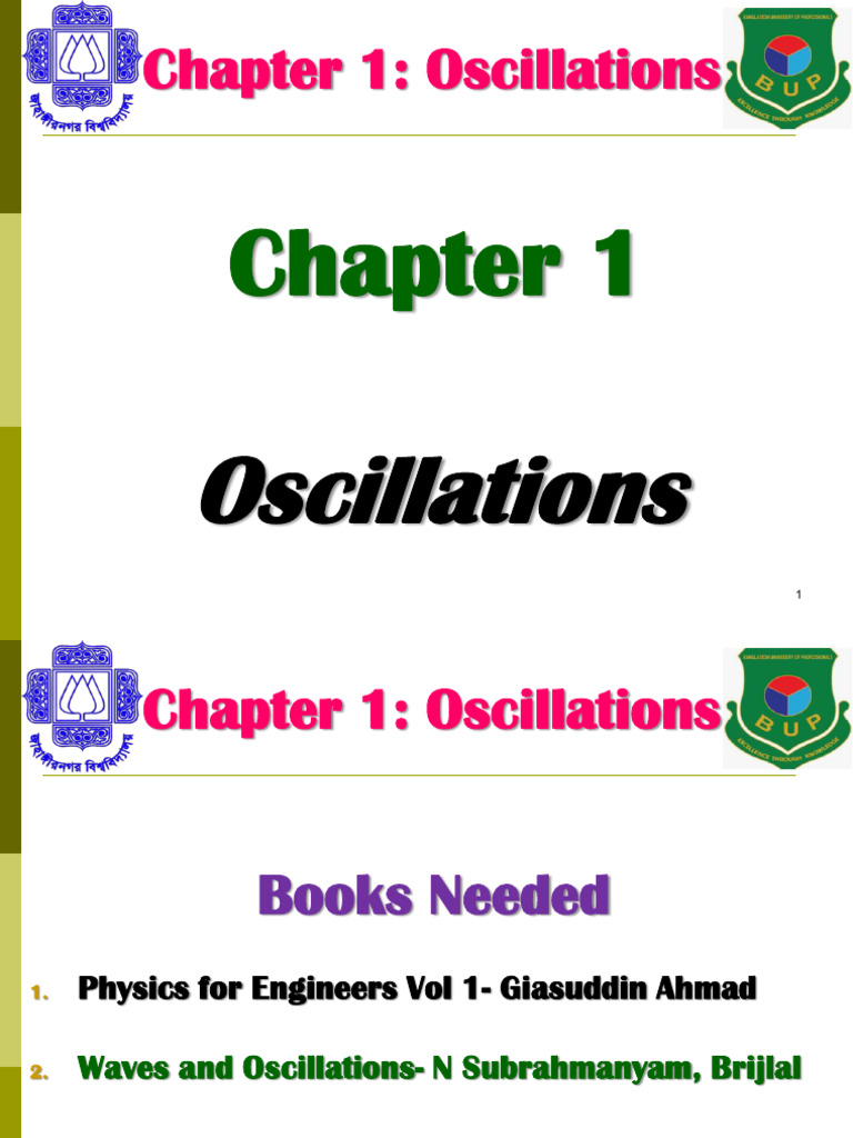 Chapter 1 (Part-1) - ICE 1105-Oscillations | PDF | Waves | Oscillation