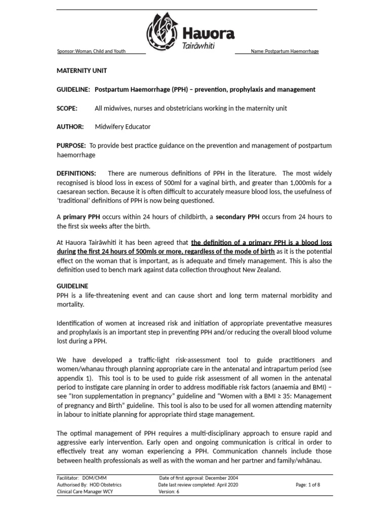 PPH Prevention Prophylaxis and Management2 | PDF | Childbirth ...