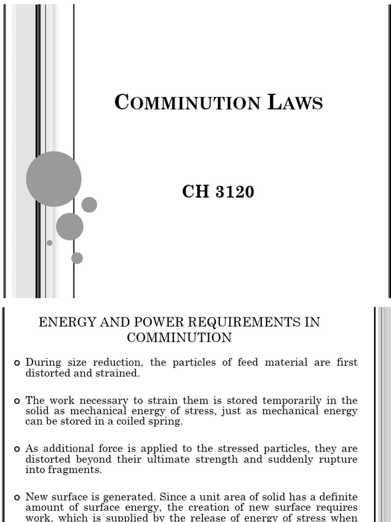 Comminution Laws - New | PDF | Mill (Grinding) | Applied And ...