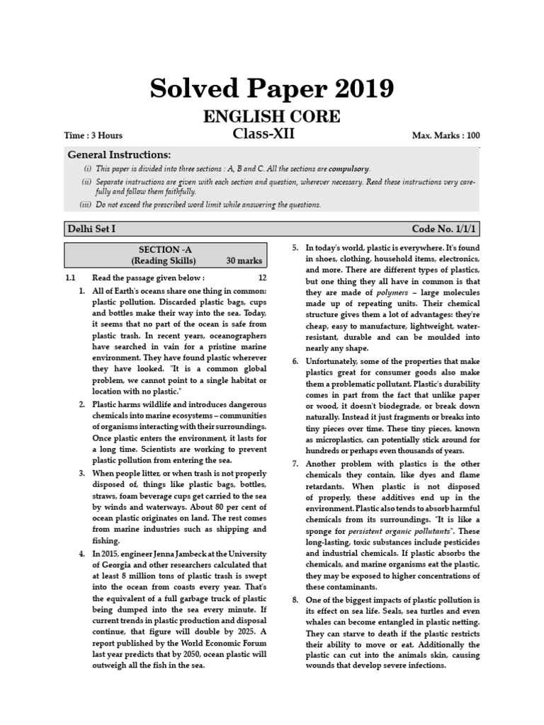 Solved Paper 1 2019 | PDF | Plastic