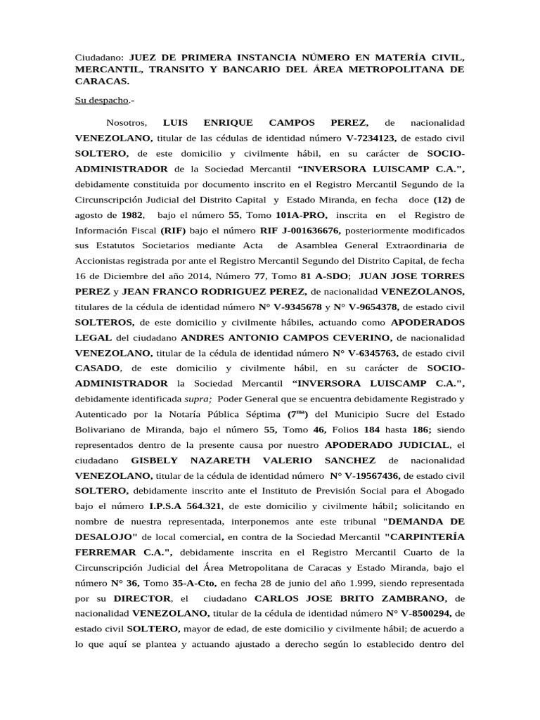 Modelo Libelo de Demanda | PDF | Venezuela | Jurisdicción