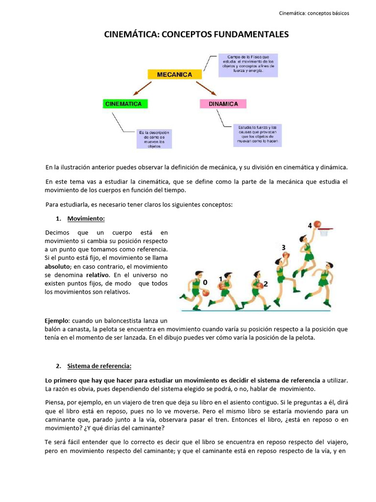Cinemática - Conceptos Fundamentales | PDF | Velocidad | Aceleración