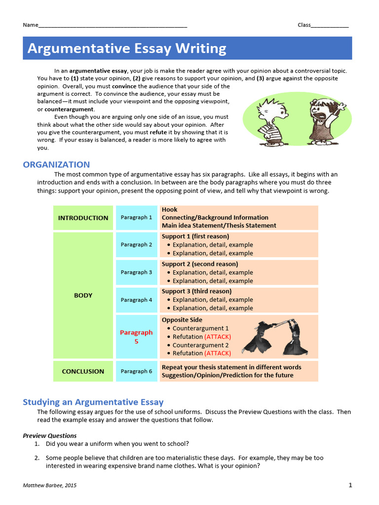 Argumentative Essay Handoutsheet | PDF | Essays | Reason