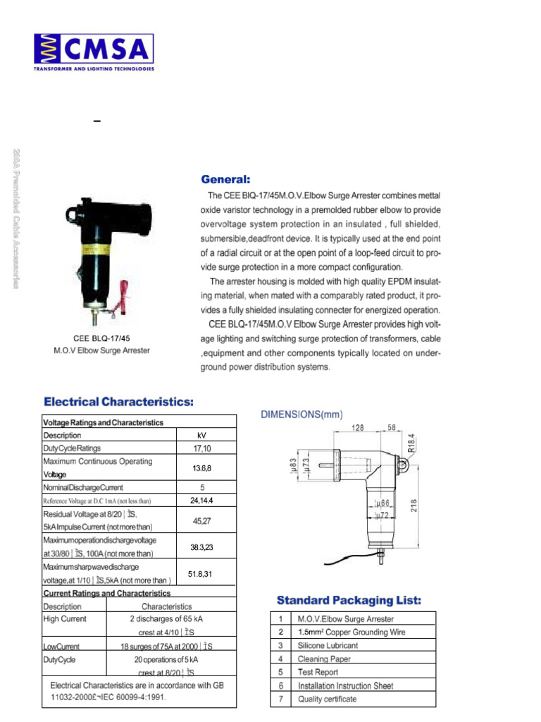 Ficha Técnica CODO TIPO PARARRAYO CEE | PDF
