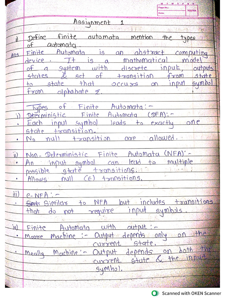 TOC Assignment 1 & 2 | PDF