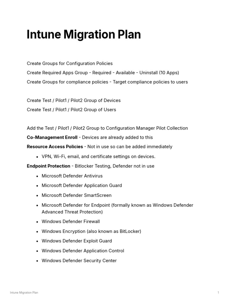 Intune Migration Plan | PDF | Windows 10 | Microsoft