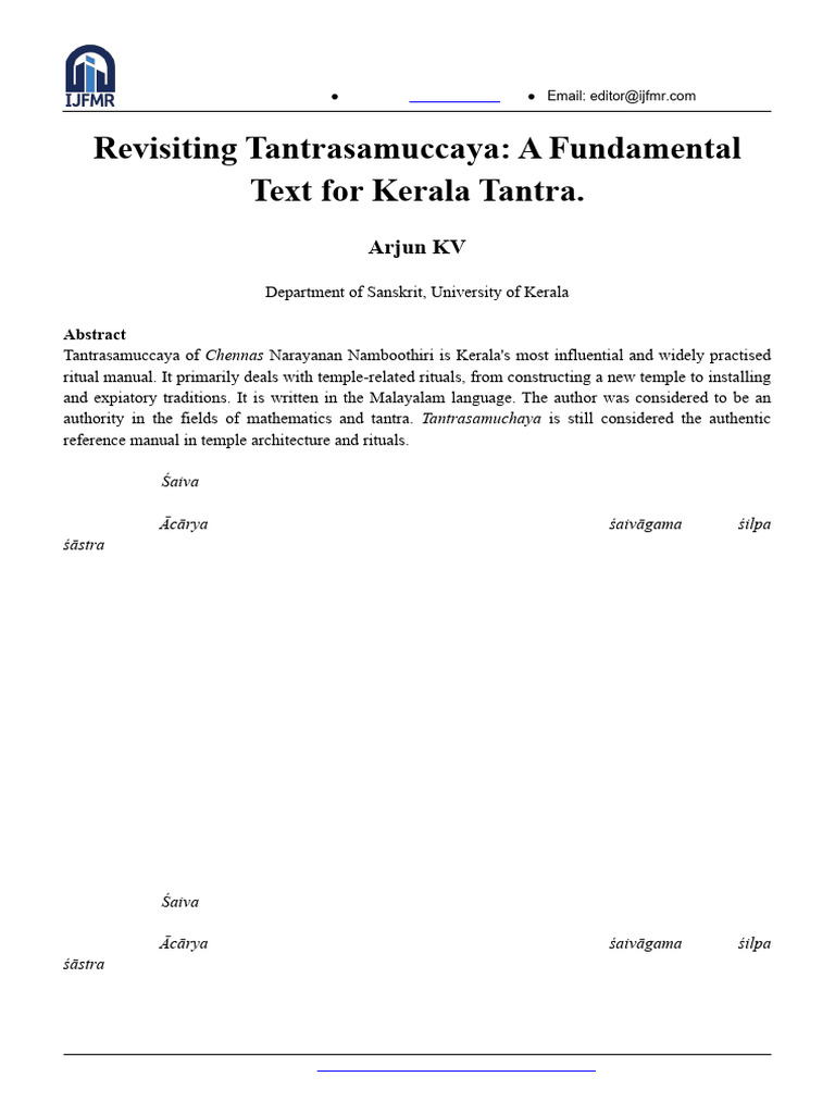 Revisiting Tantrasamuccaya: A Fundamental Text For Kerala Tantra | PDF ...