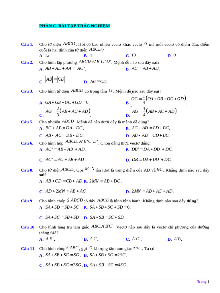 Bản Sao Của PHAN C. BAI TAP TRAC NGHIEM - CAUHOI | PDF