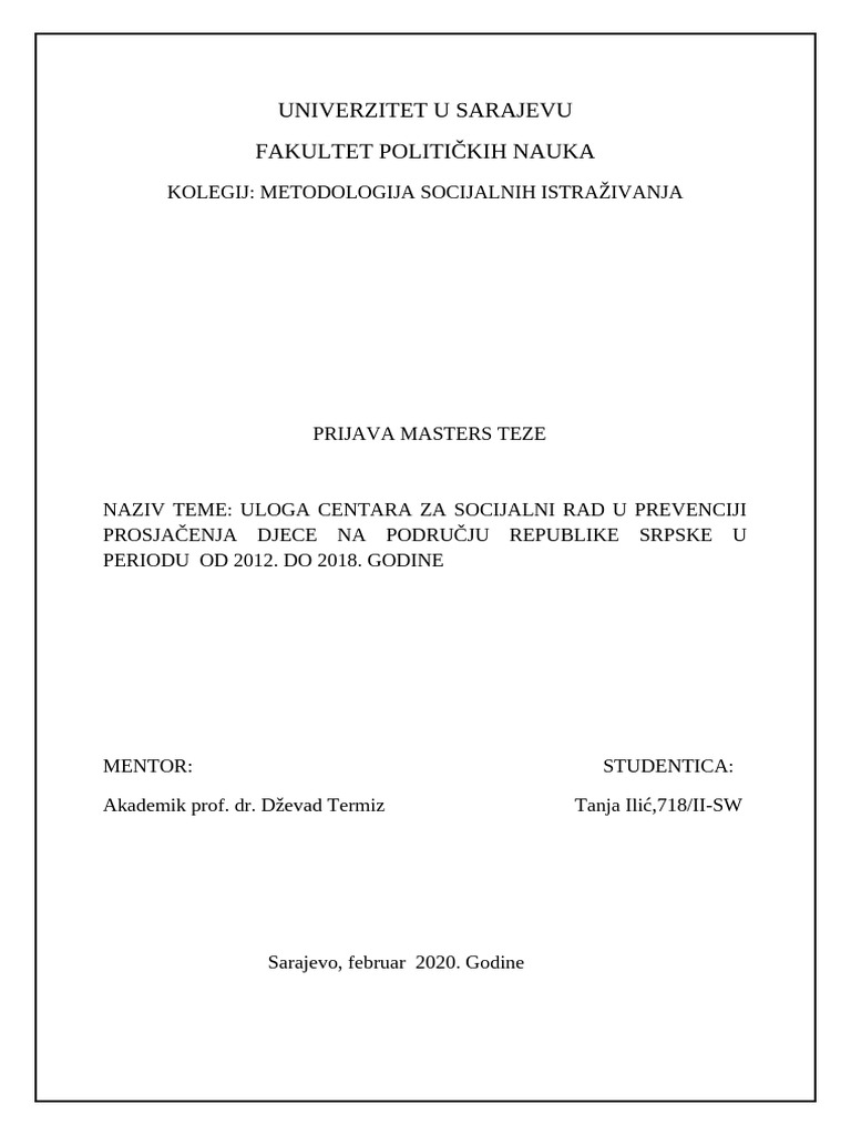 Metodologija-Prijava Teme (Autorecovered) | PDF