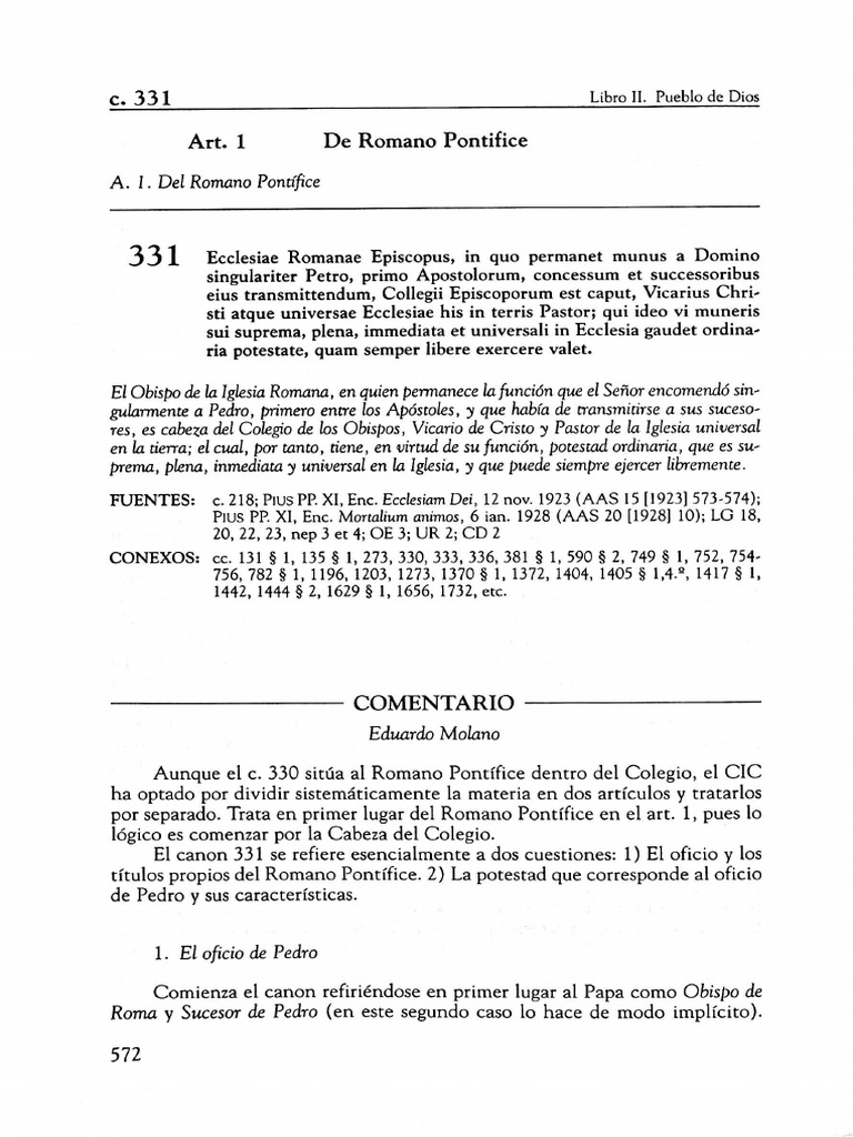 DE ROMANO PONTIFICE - Comentario Exegético | PDF
