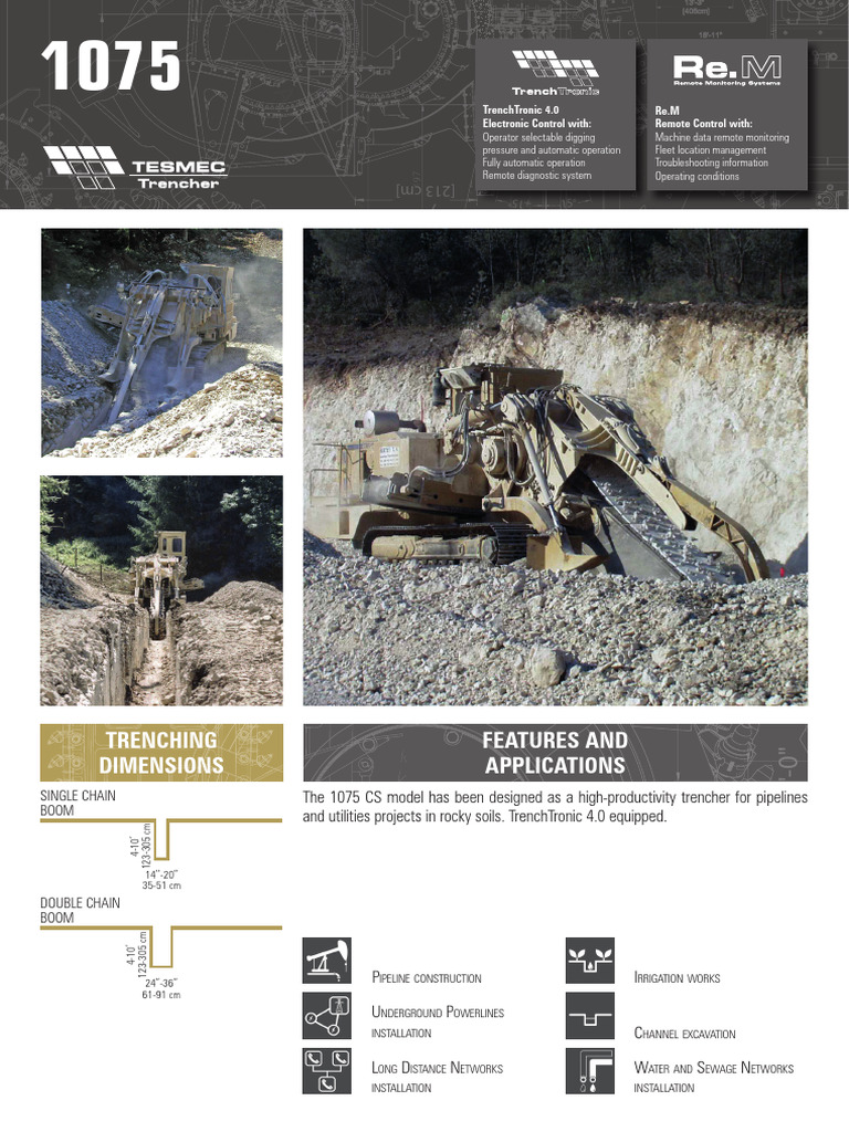 Tesmec Trenchers Catalogue 2018 1075 CS en | PDF | Pump | Horsepower