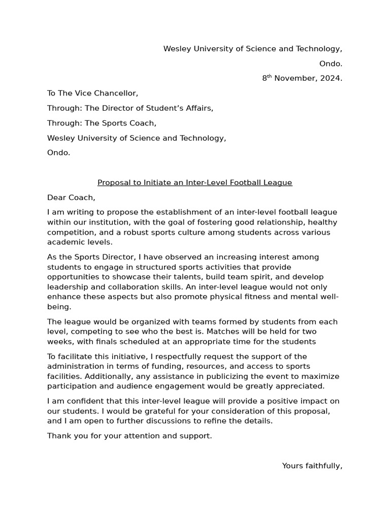 Letter To The Coach | PDF