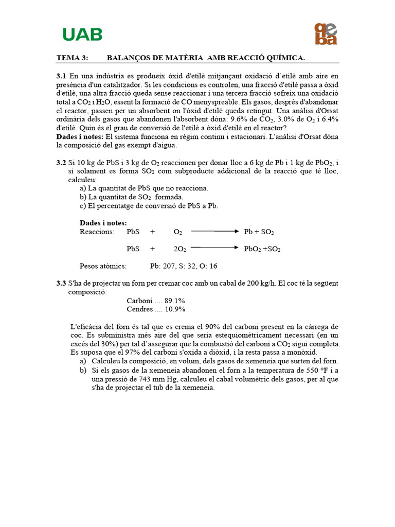 TEMA 3 - Problemes-Enunciats | PDF