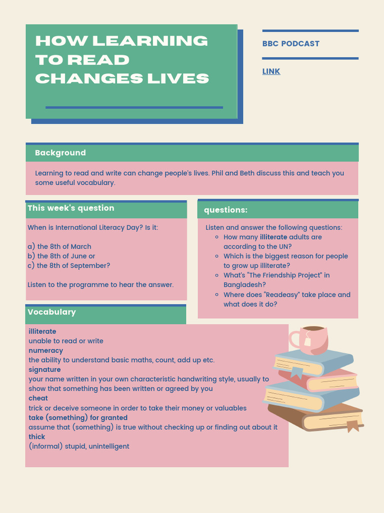 How Learning To Read Changes Lives - 6 Minutes English - BBC Podcast | PDF