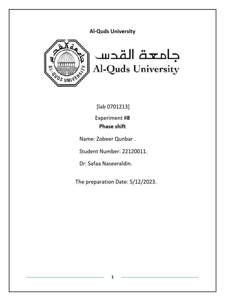 Lab (8) - Phase Shift ZQ | PDF | Phase (Waves) | Oscillation