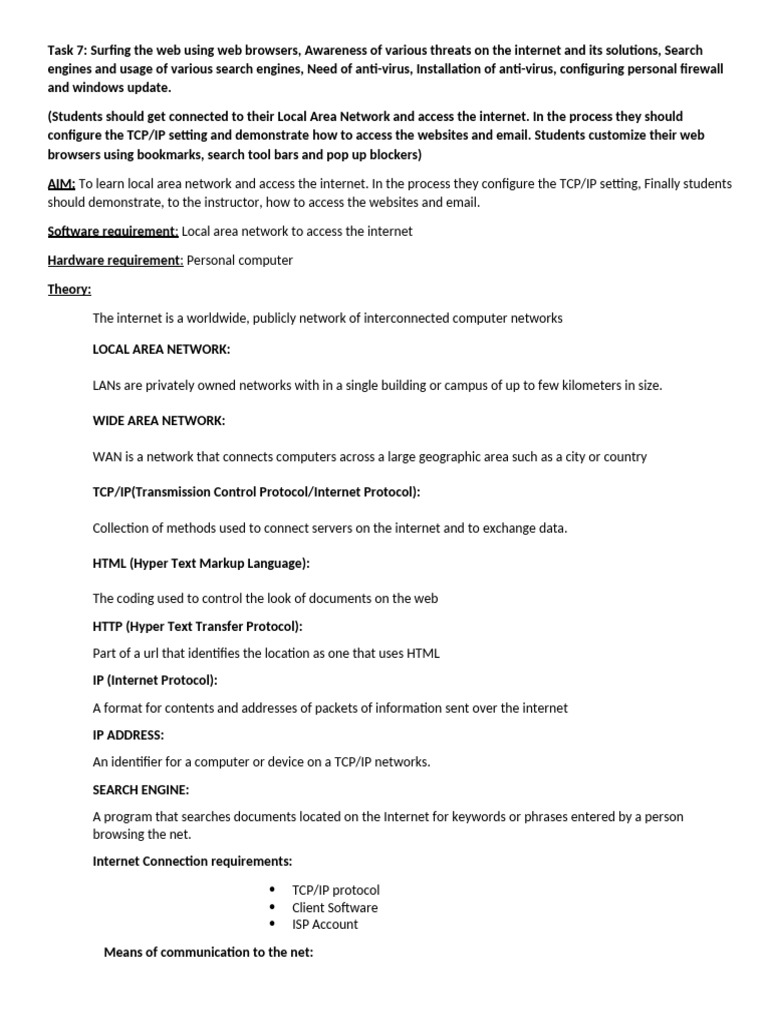 Task 7 Web Browsers | PDF | World Wide Web | Internet & Web
