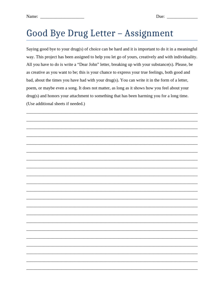Goodbye Letter to Drugs Assignment | PDF