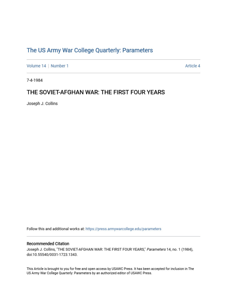 The Soviet-Afghan War - The First Four Years | PDF