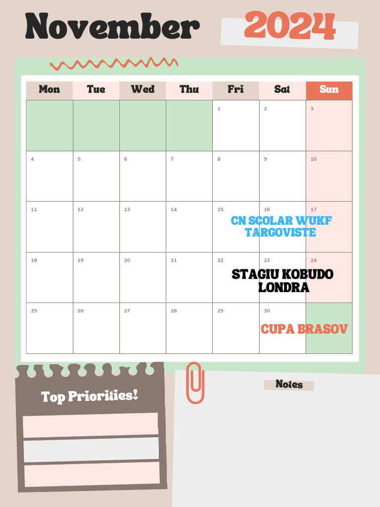 Calendar Karate Actualizat | PDF