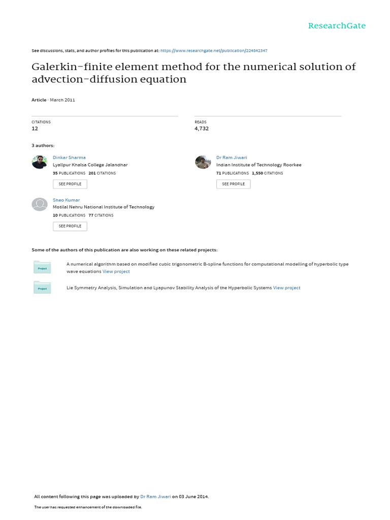 Galerkin-Finite Element Method For The Numerical S | PDF | Finite Element Method | Numerical ...