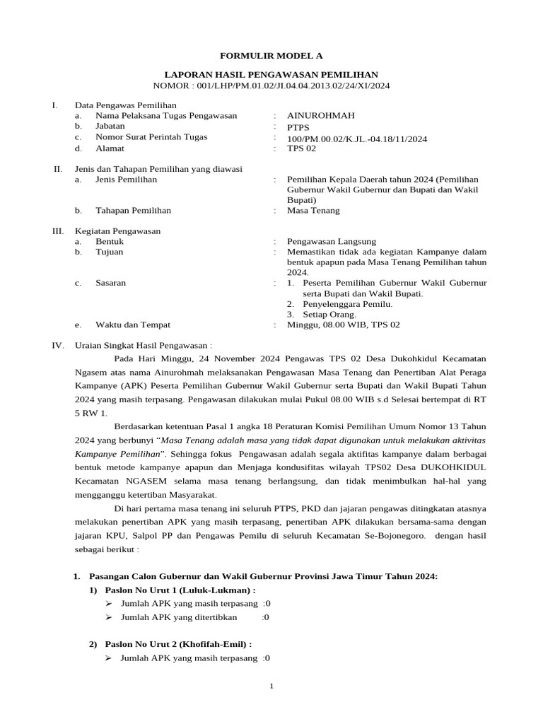 Formulir Model A | PDF