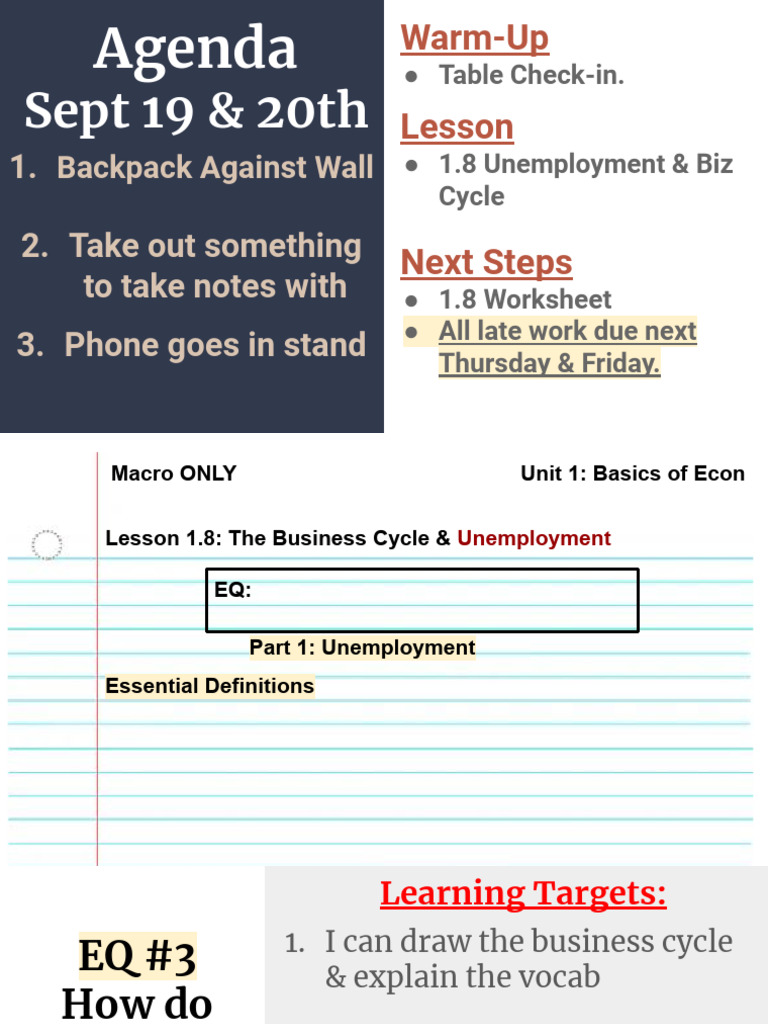 Economics Class Agenda | PDF | Unemployment | Recession