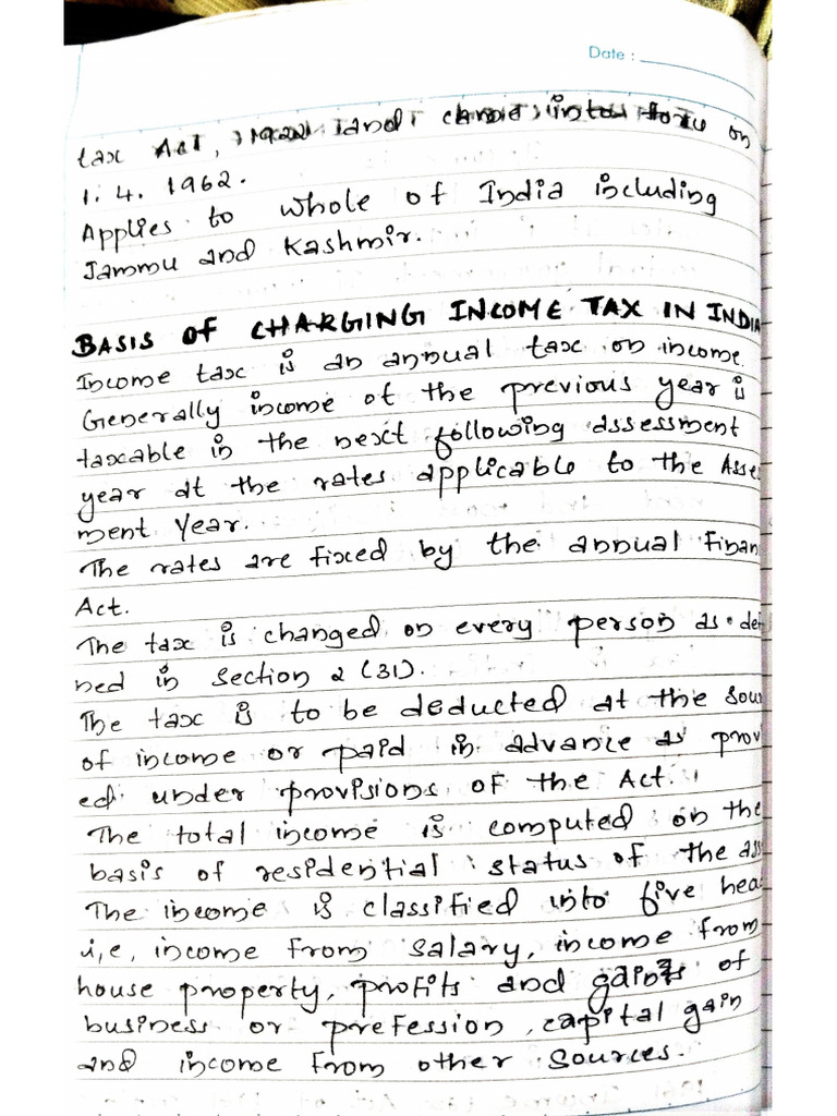 Class Notes Income Tax | PDF