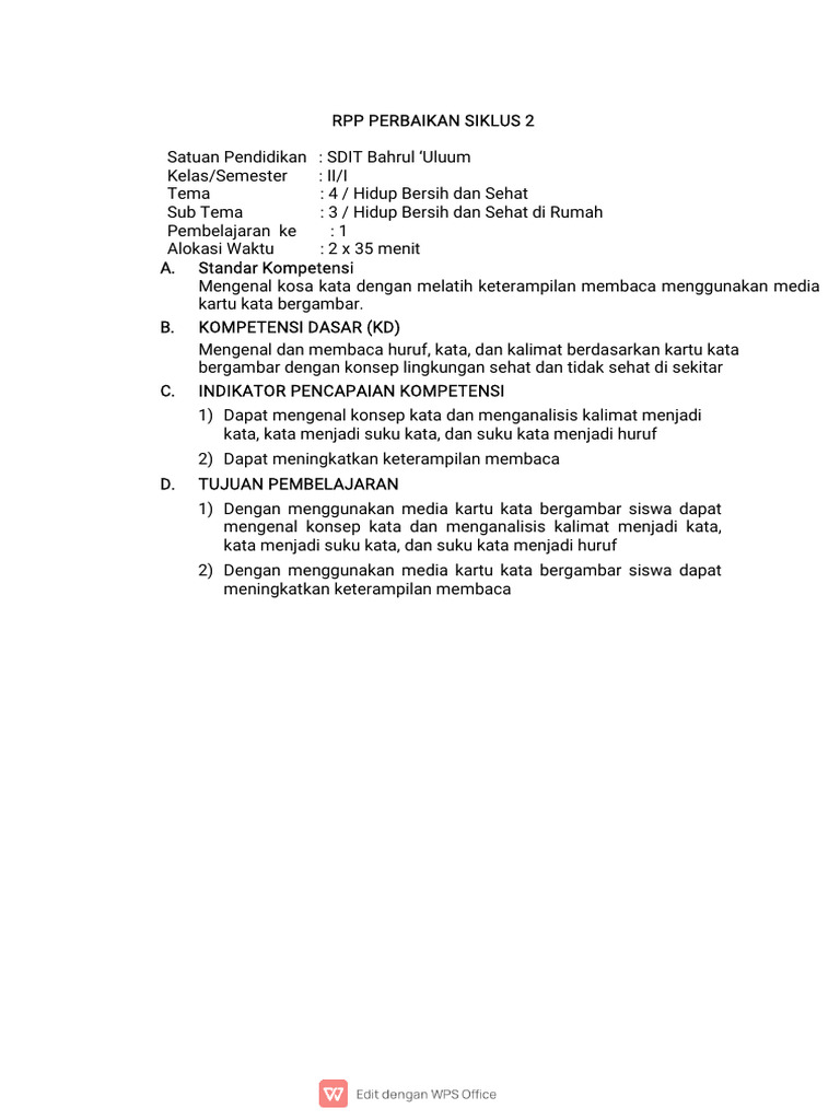 RPP Perbaikan Siklus 2 | PDF