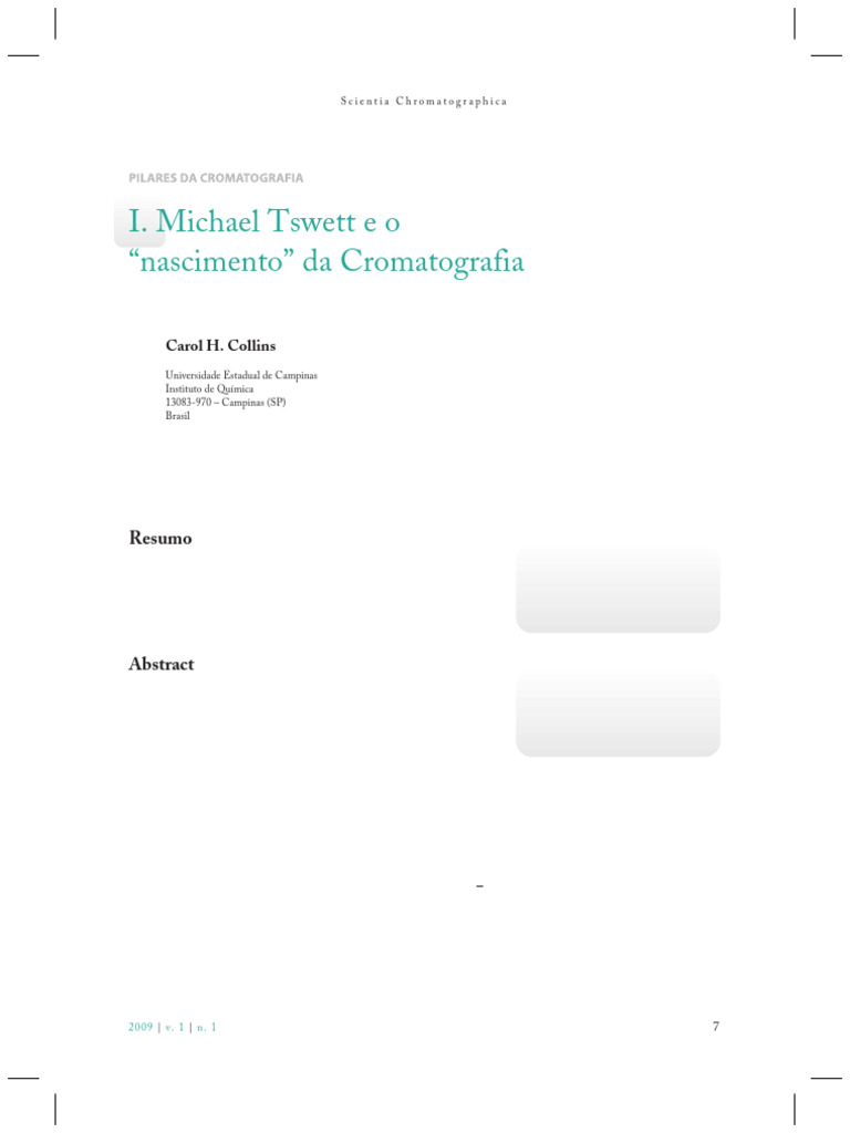 Michael Tswett e o Nascimento Da Cromatografia - PDF | PDF ...