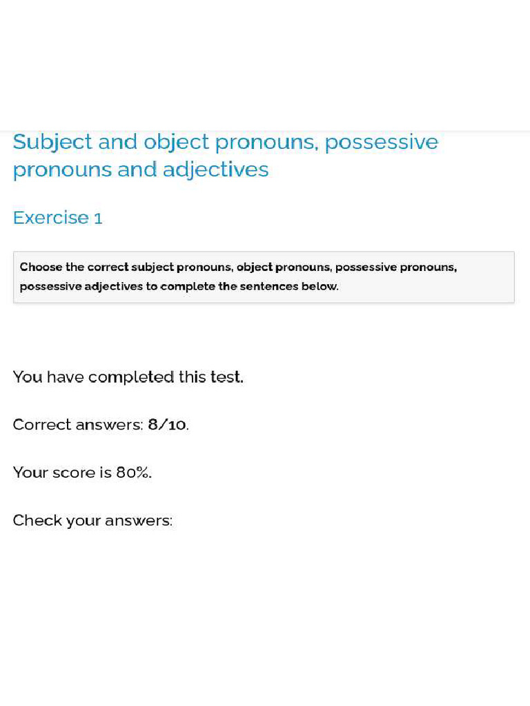 Subject, Object and Possessive Pronouns and Possessive Adjectives | PDF