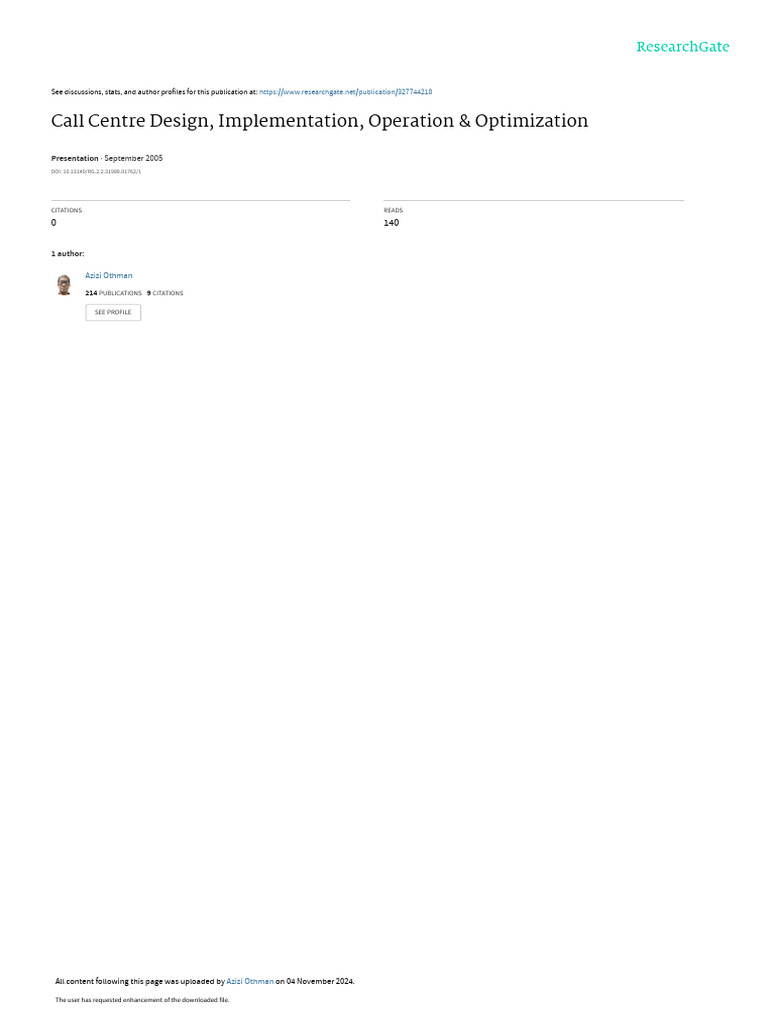 Call Centre Design Implementation Operation Optimization | PDF | Call ...